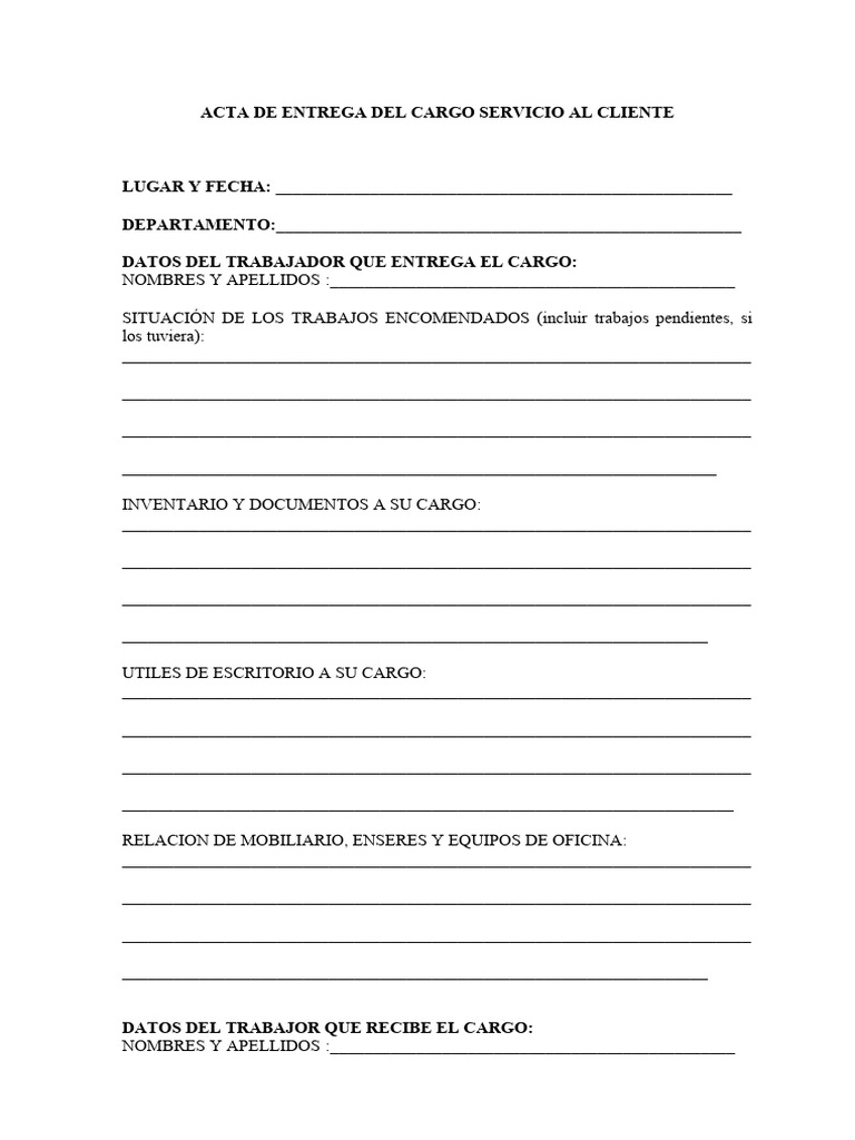 Acta de Entrega de Cargo | PDF