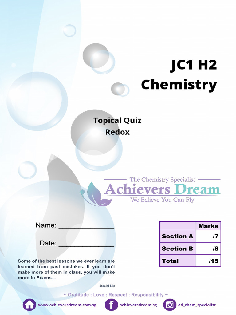 Redox Chemistry Quiz for Students | PDF | Redox | Chemical Reactions