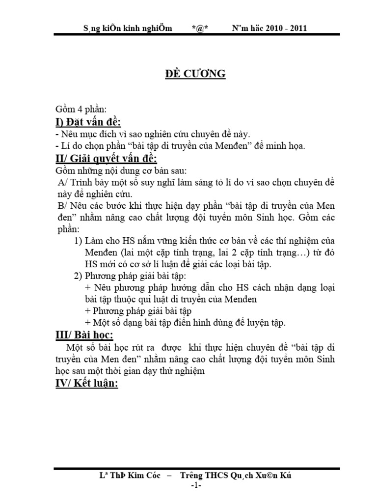 Day HSG Phan Bai Tap Di Truyen Cua Menden | PDF