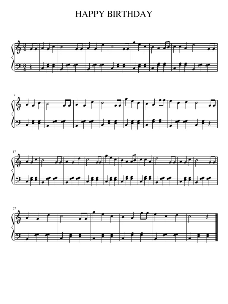 Musical Notation for Happy Birthday | PDF