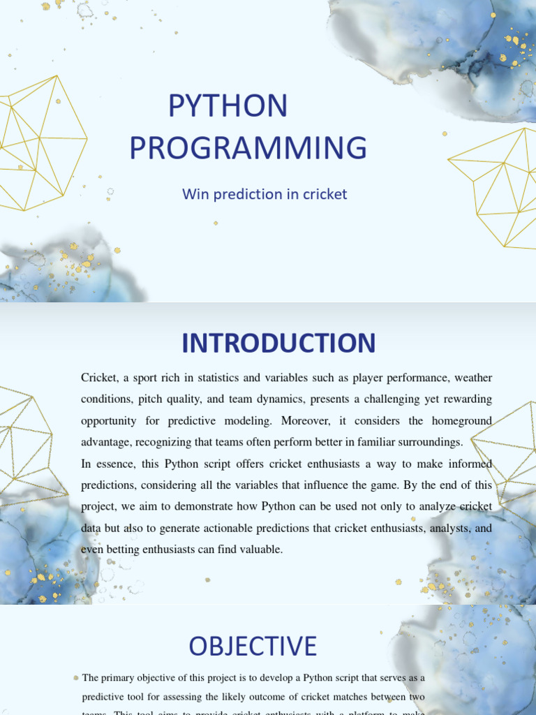 Python Programming | PDF | Prediction | Cricket Python Programming | PDF | Prediction | Cricket