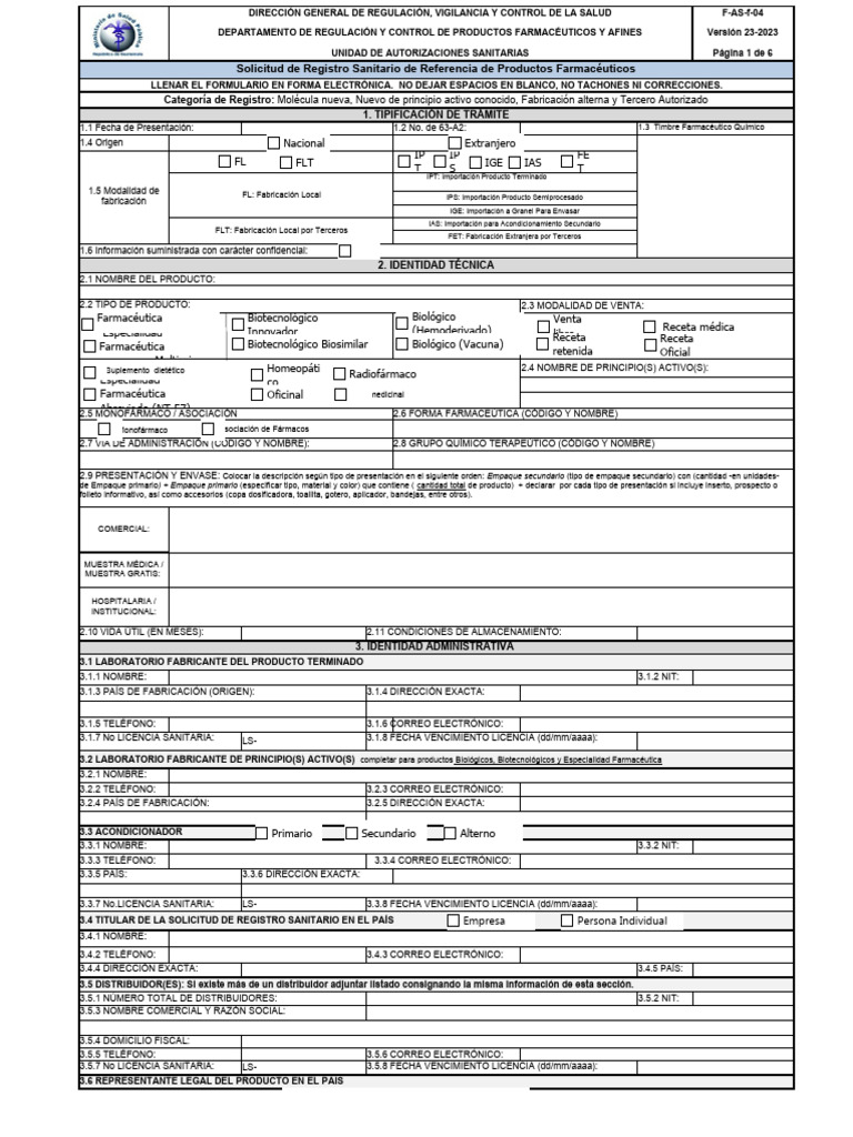 F-AS-f-04 V 23-2023 Solicitud de Registro Sanitario de Referencia de Productos Farmacéuticos BLQ ...