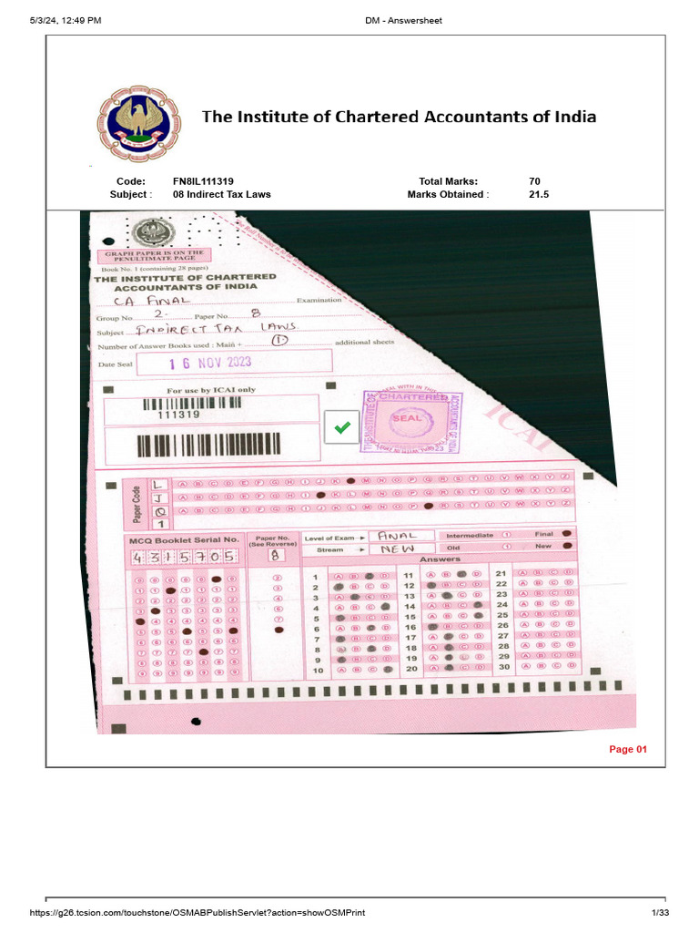 IDT DM - Answersheet | Download Free PDF | Taxes | Government Finances