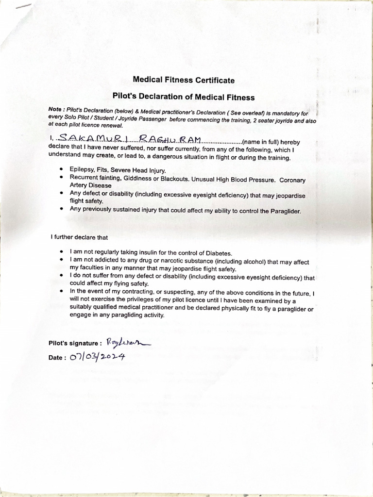 Medical Declaration | PDF