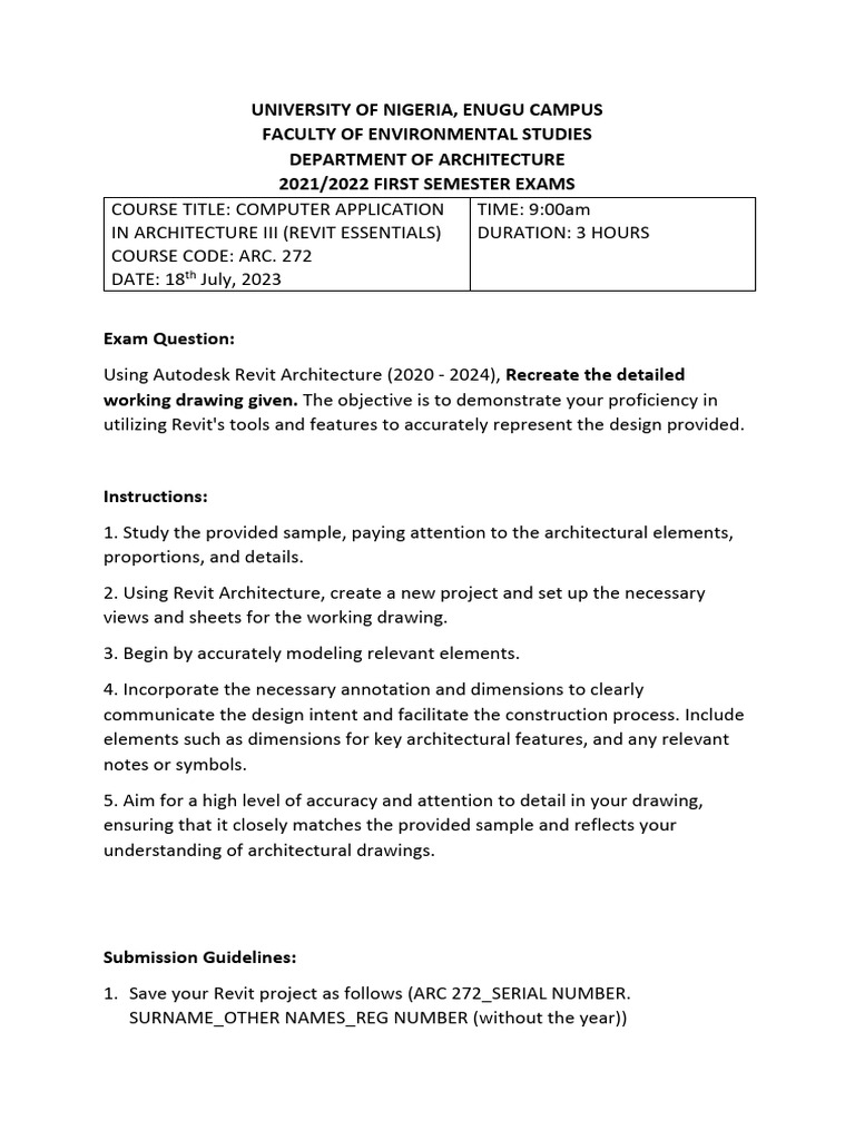 21 - 22 - Arc 272 Exams - Final | PDF | Autodesk Revit | Drawing