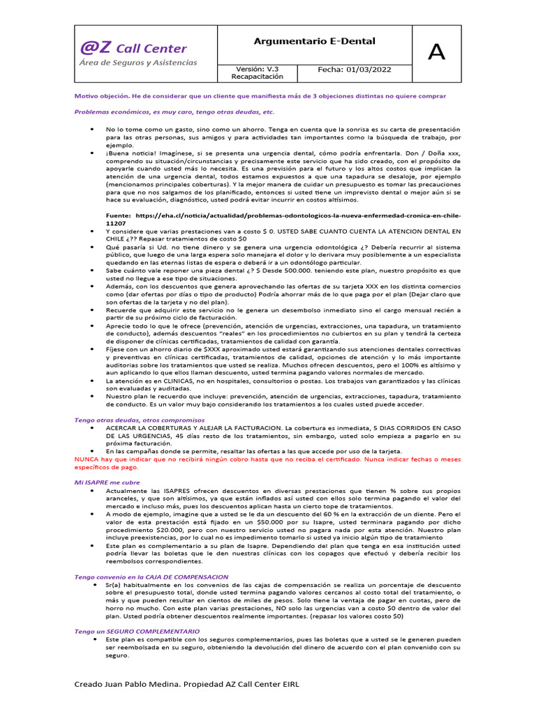 Argumentario e Dental v10.2021-1 | PDF | Odontología | Hospital