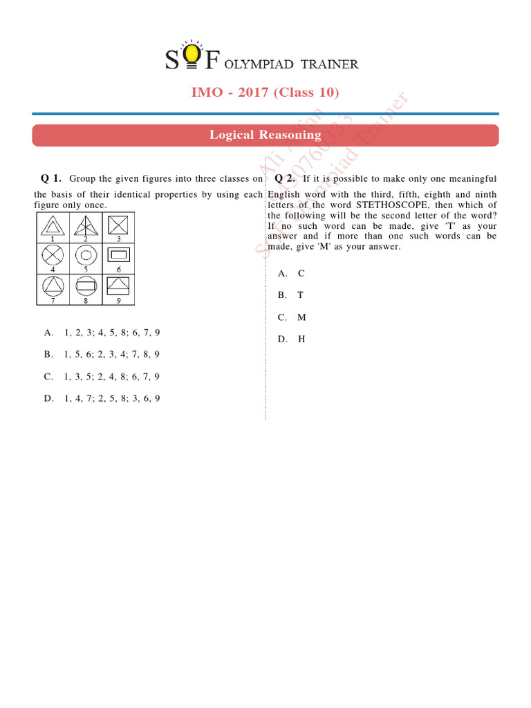 IMO - 2017 - Answer | PDF