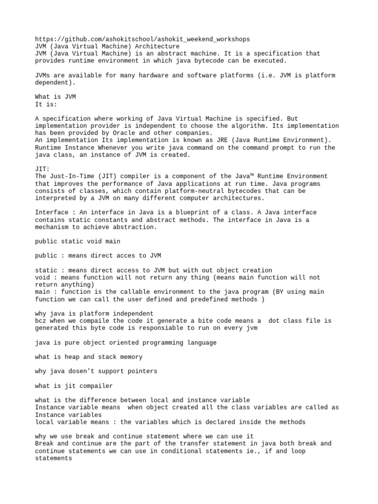 Final Interview Questions | PDF | Method (Computer Programming) | Java ...