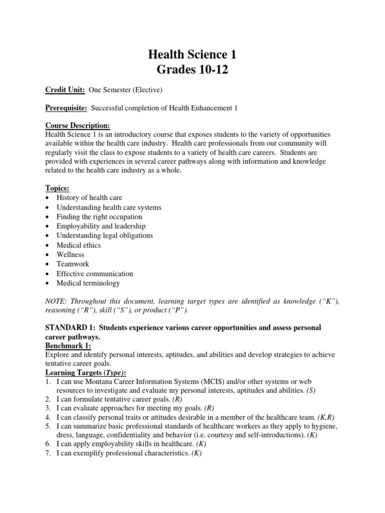 Health Science 1 | PDF | Leadership | Health Care