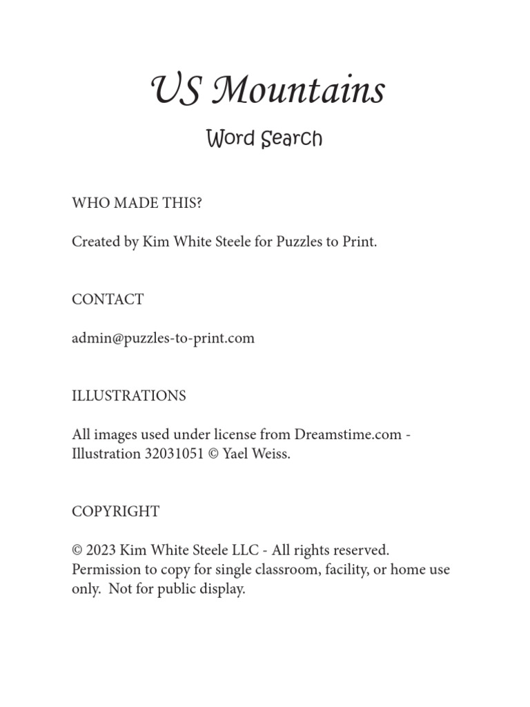 Alps mountains word search