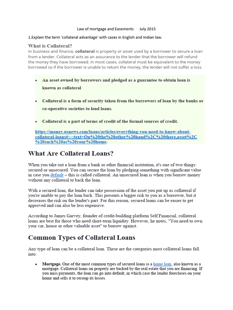 Law of mortgage and Easements July 2015 | PDF | Loans | Mortgage Law