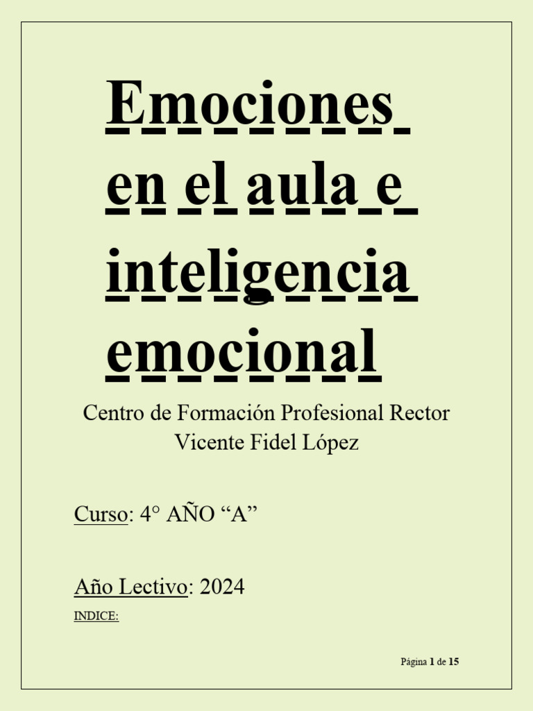 Emociones En El Aula Pdf Las Emociones Salón De Clases
