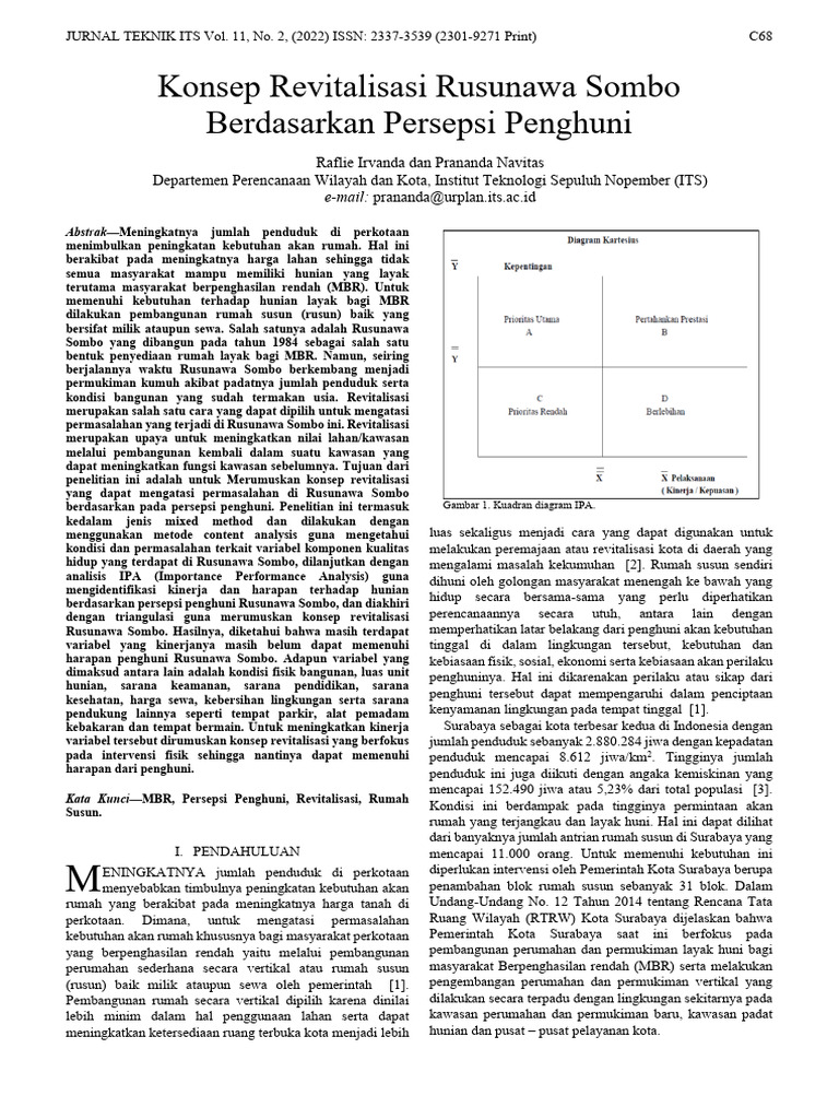Konsep Revitalisasi Rusunawa Sombo Berdasarkan Persepsi Penghuni | PDF