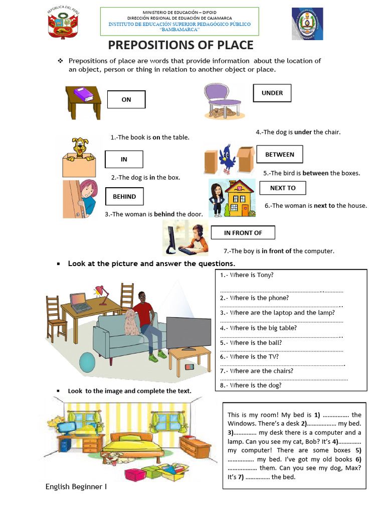 Prepositions-of-place-A1 | PDF