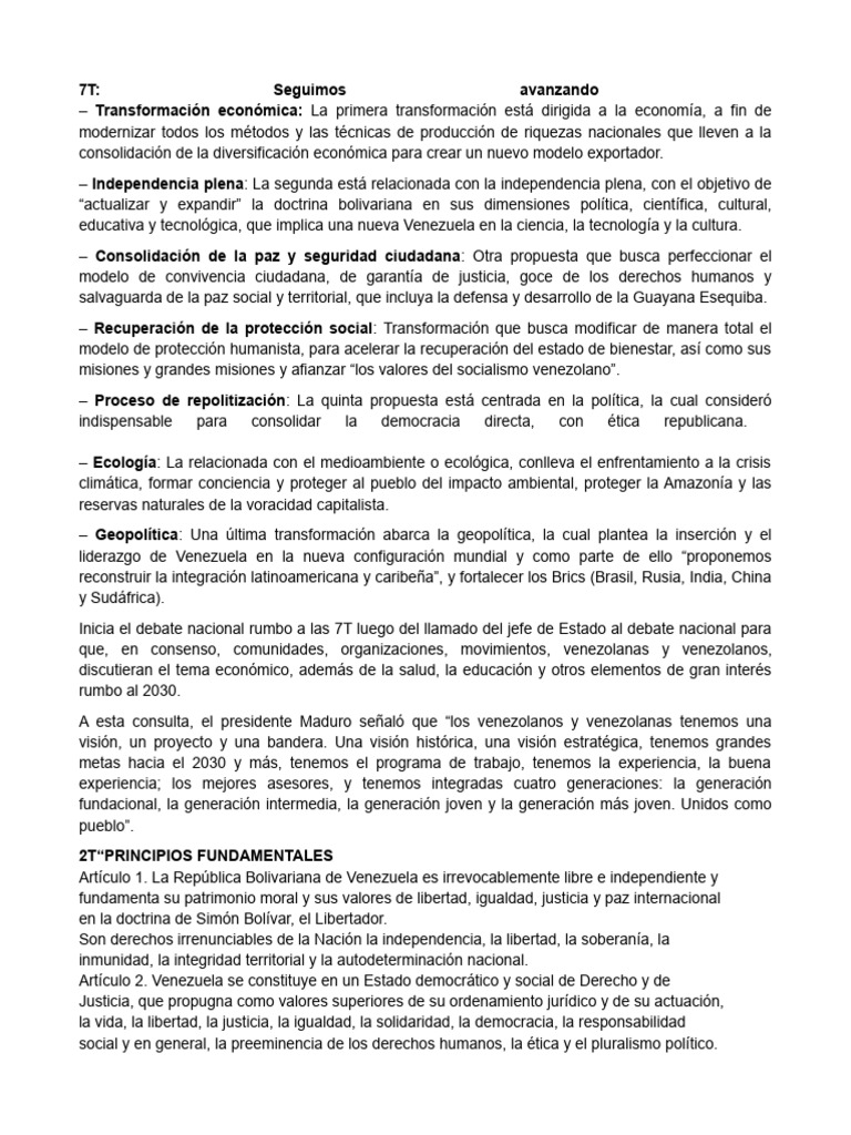 7 Transformaciones | PDF | Venezuela | Democracia