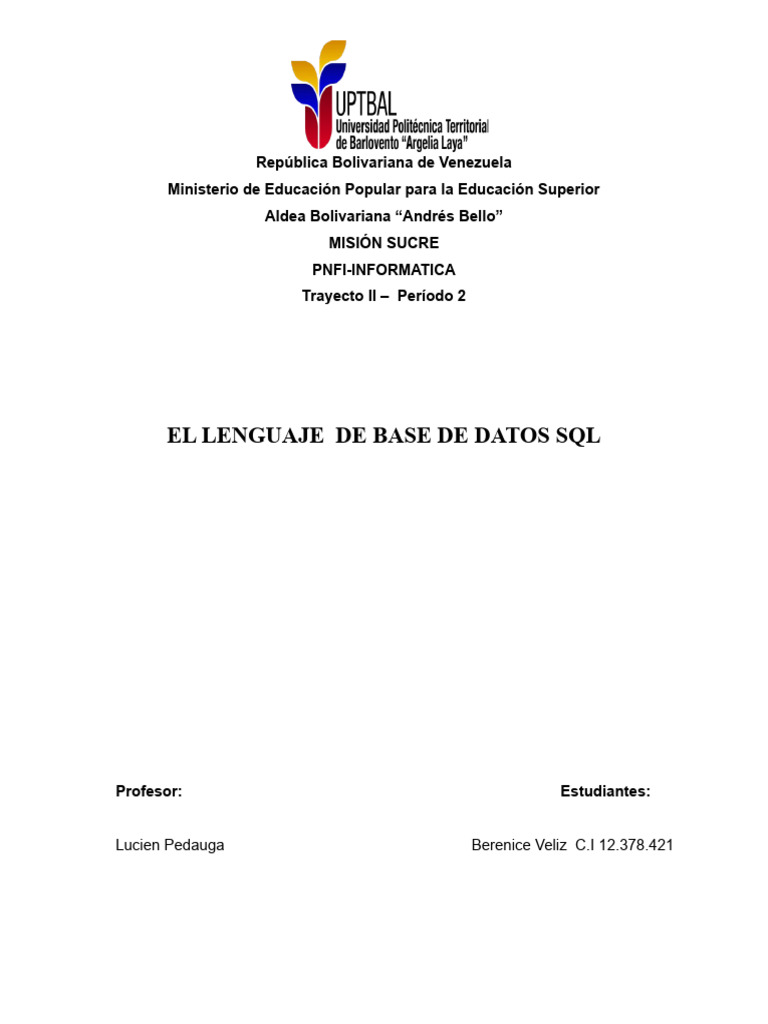 Introducción al lenguaje SQL y consultas | PDF | SQL | Bases de datos