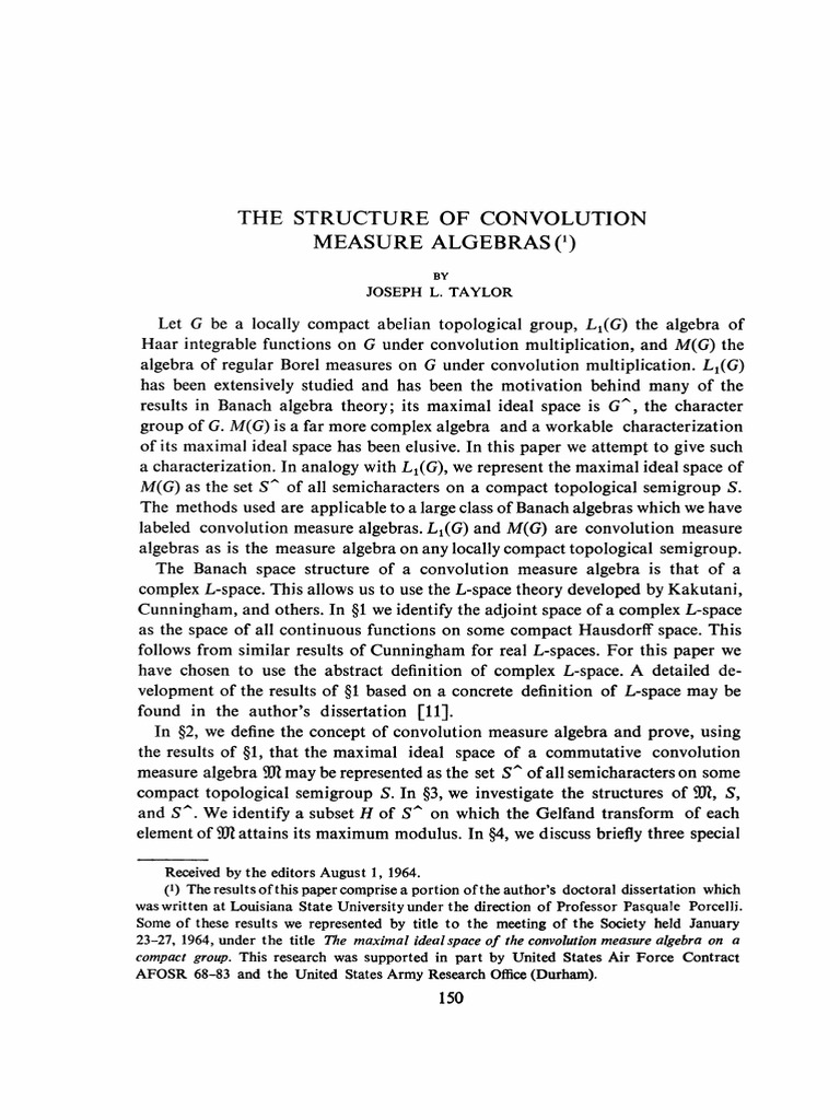 The Structure of Convolution: Measure Algebras (') | PDF | Convolution ...