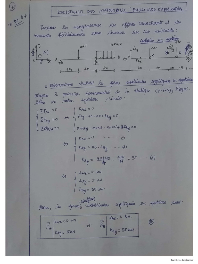 U.M.R Proposal (RDM Exos Cours Complet Cas A, B, C Diagrammes D'efforts Et de Moments) | PDF