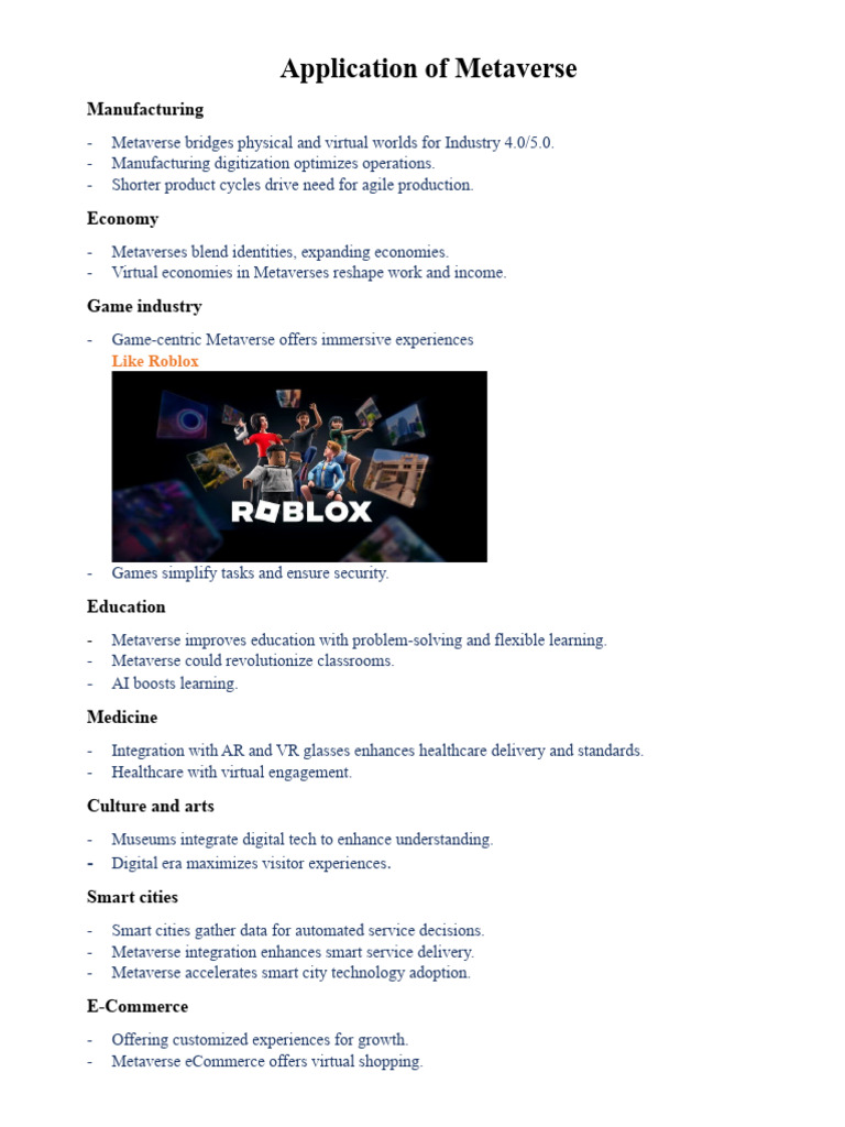 Application of Metaverse | Download Free PDF | Virtual Reality ...