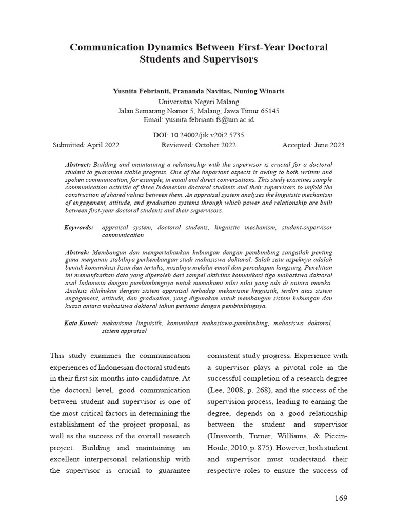 Doctoral Student-Supervisor Communication | PDF | Communication ...