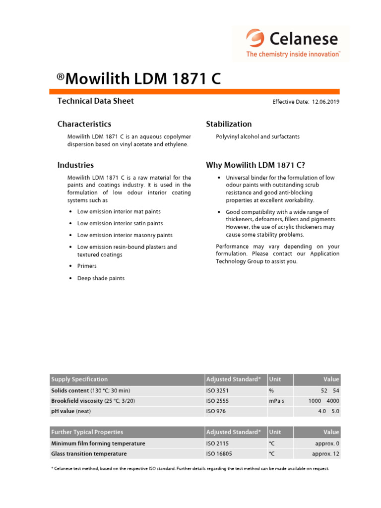 Mowilith LDM 1871 C | PDF | Paint | Materials
