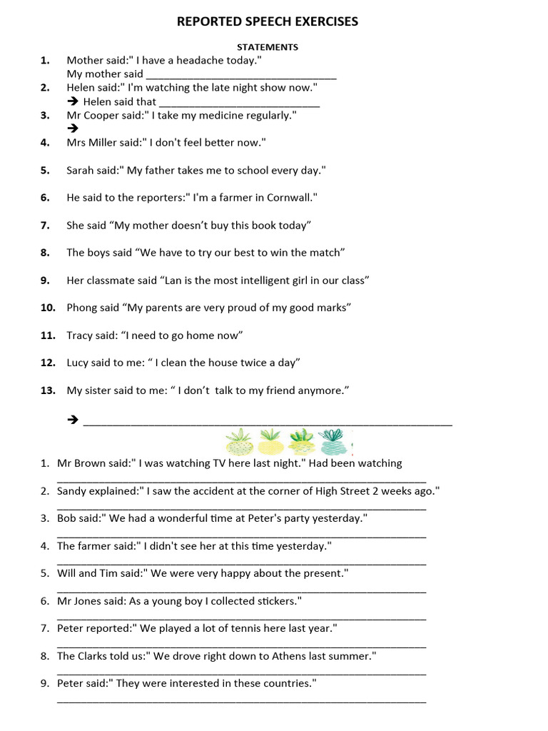 Review - Reported Speech | PDF | Language Arts & Discipline | Wellness