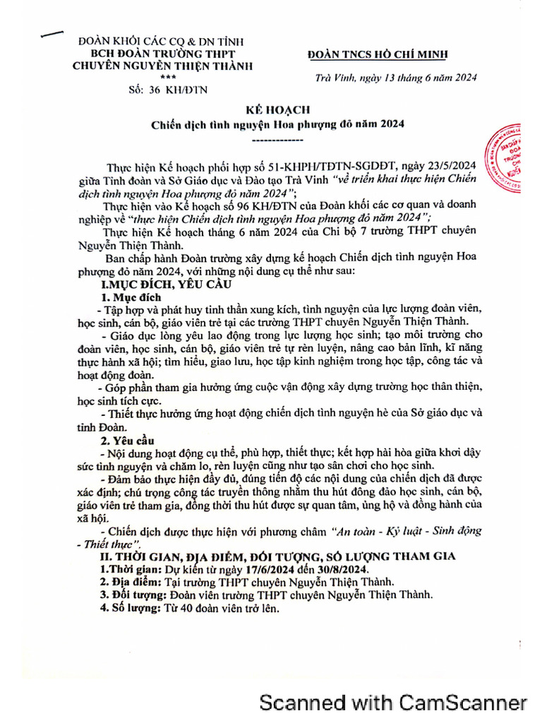 KH Chiến Dịch Hoa Phượng Đỏ 2024 | PDF