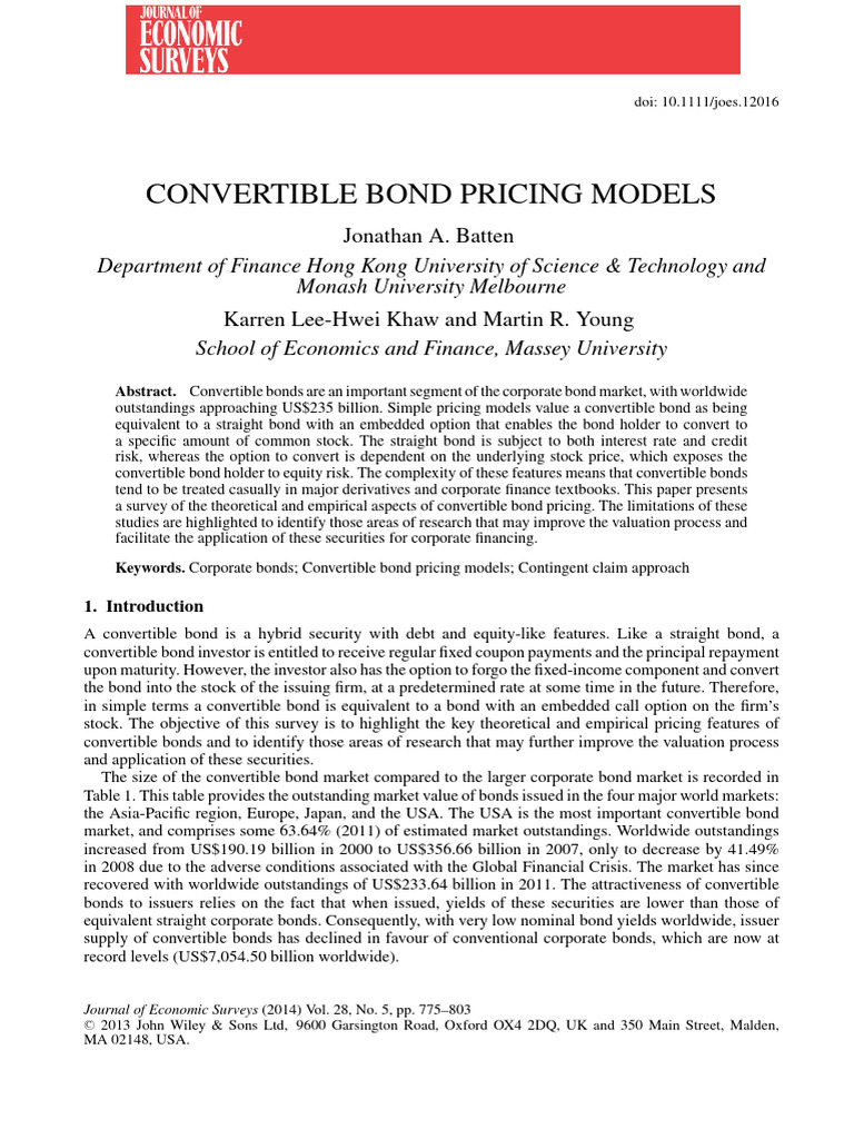 Convertible Bond Pricing Models - 2014 | PDF | Bonds (Finance ...