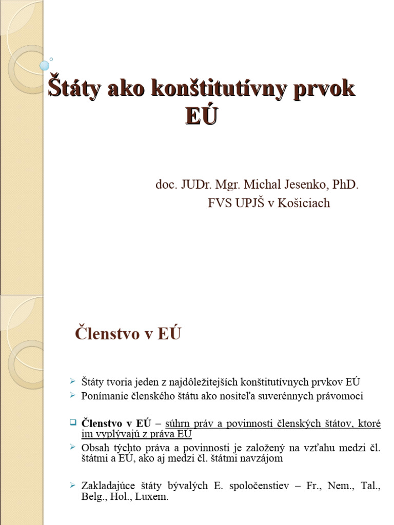 Štáty Ako Konštitutívny Prvok EÚ | PDF