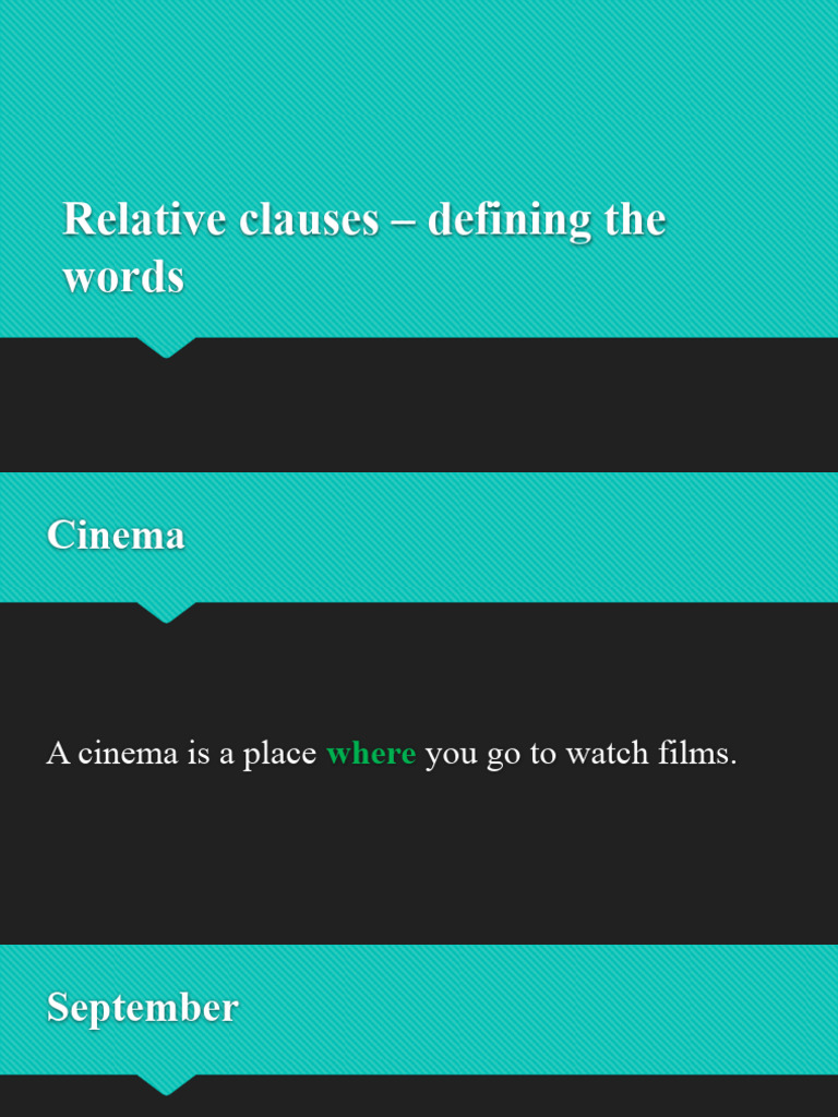 Relative Clauses - Defining The Words | PDF