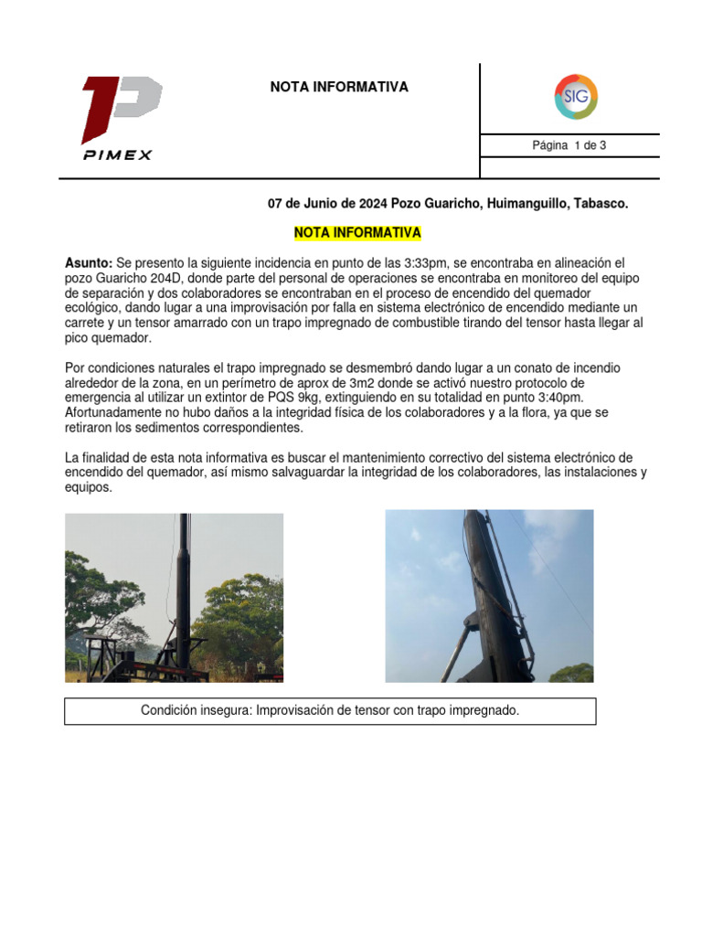 Nota Informativa Guaricho 230524 | PDF