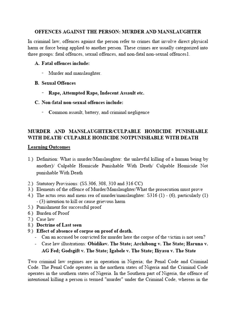 Understanding Murder and Manslaughter Laws | PDF | Manslaughter | Murder