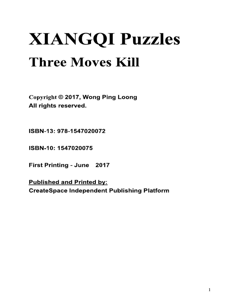 Xiangqi Puzzles Three Moves Kill_FREE | PDF Xiangqi Puzzles Three Moves Kill_FREE | PDF