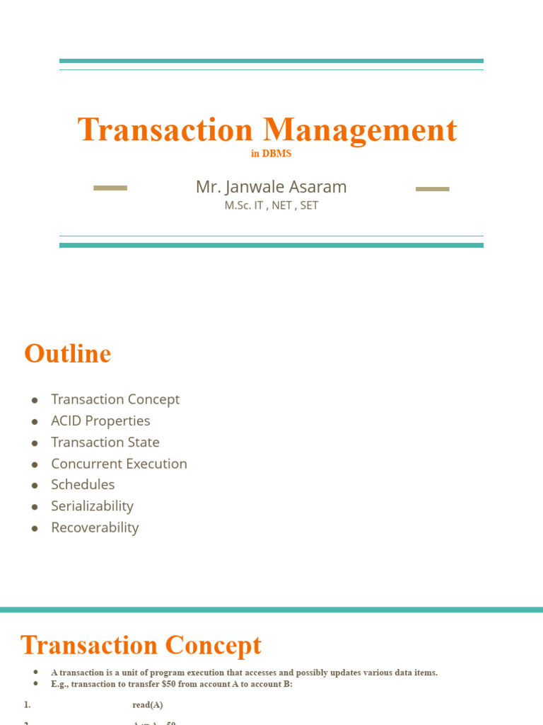 Transaction Management | PDF | Database Transaction | Acid Transaction Management | PDF | Database Transaction | Acid
