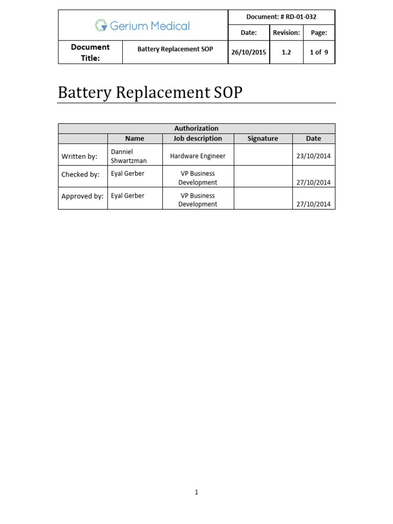 Battery Replacement SOP V1.2 | PDF | Electronics | Electrical Engineering
