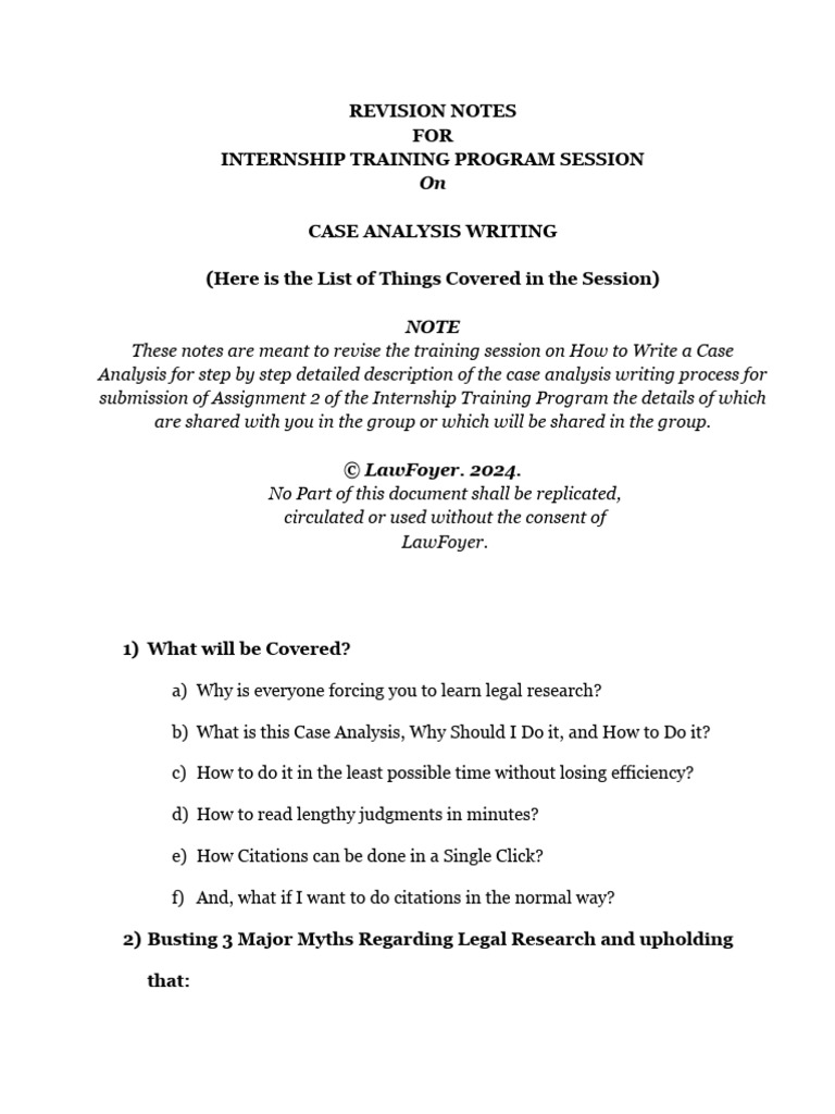 Short Notes On How To Do Case Analysis - LawFoyer | PDF | Judgment (Law ...