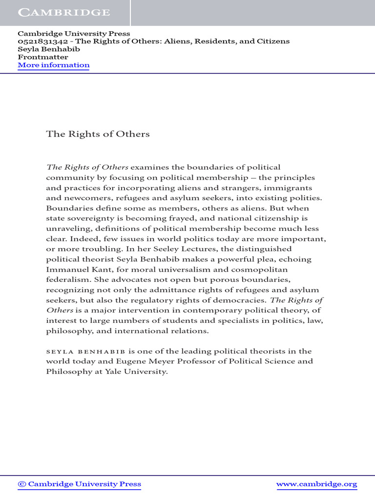 Benhabib The Right of Others | PDF | History