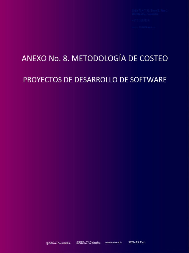 Anexo No. 8. Metodología de Costeo 1 | PDF | Software | Ingeniería de software