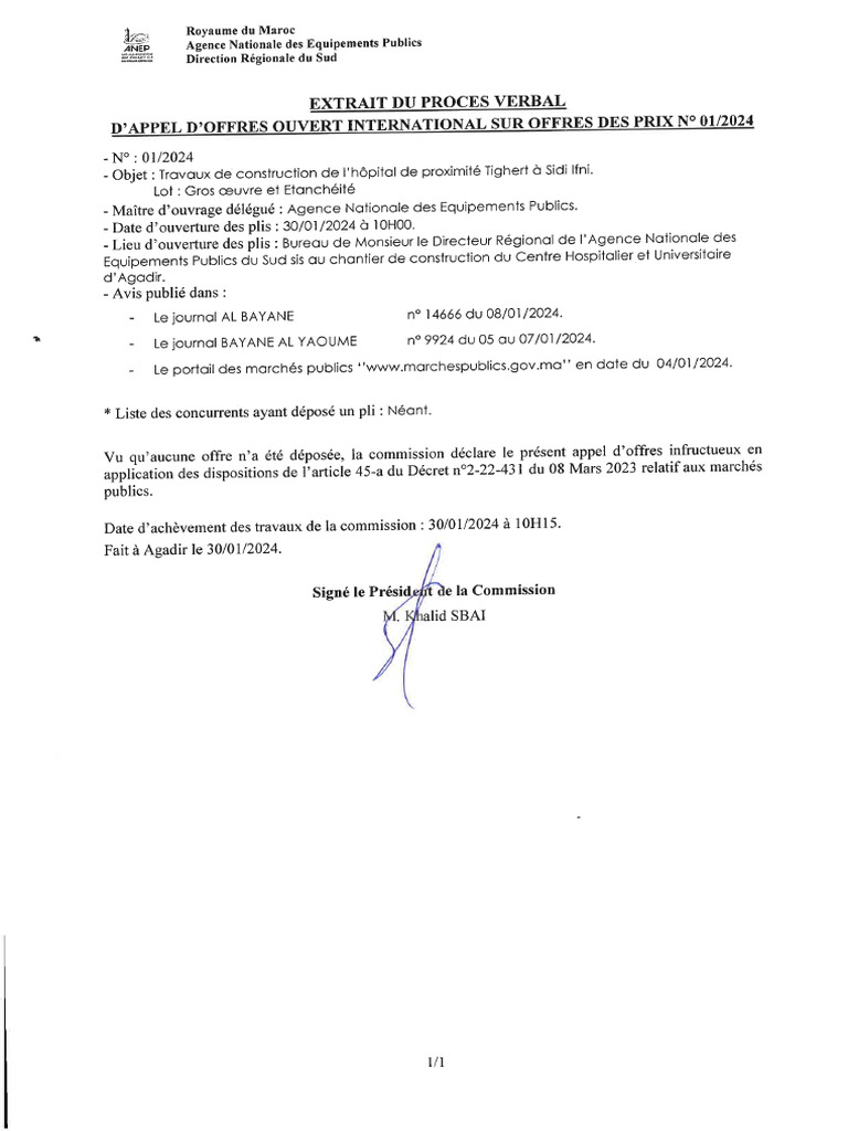 Extrait Du PV AO - 01-2024 | PDF