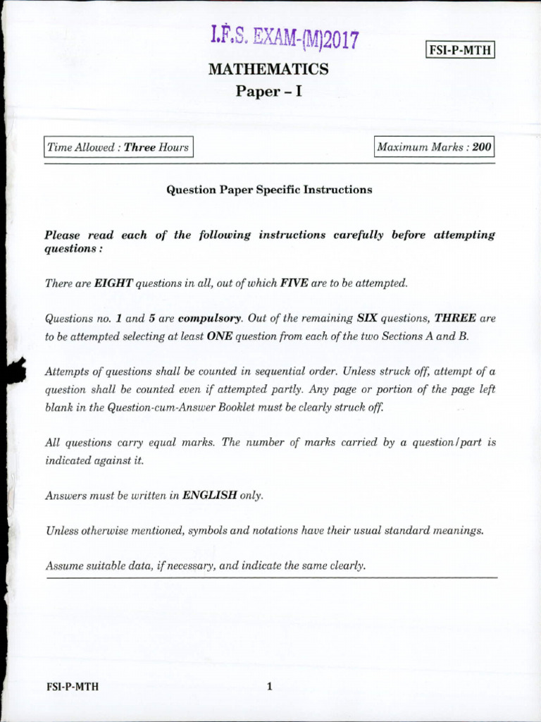 Mathematics Paper i | Download Free PDF | Matrix (Mathematics) | Mathematical Concepts