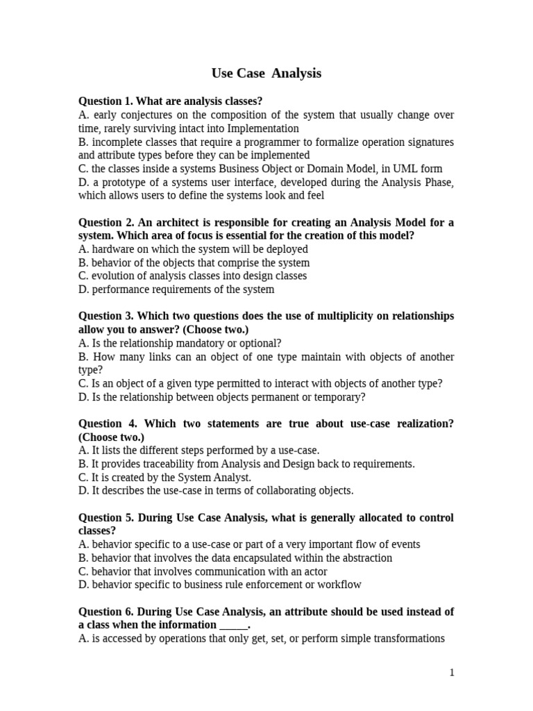 OOADQuestion-lect06 UseCaseAnalysis | PDF | Use Case | Class (Computer Programming)
