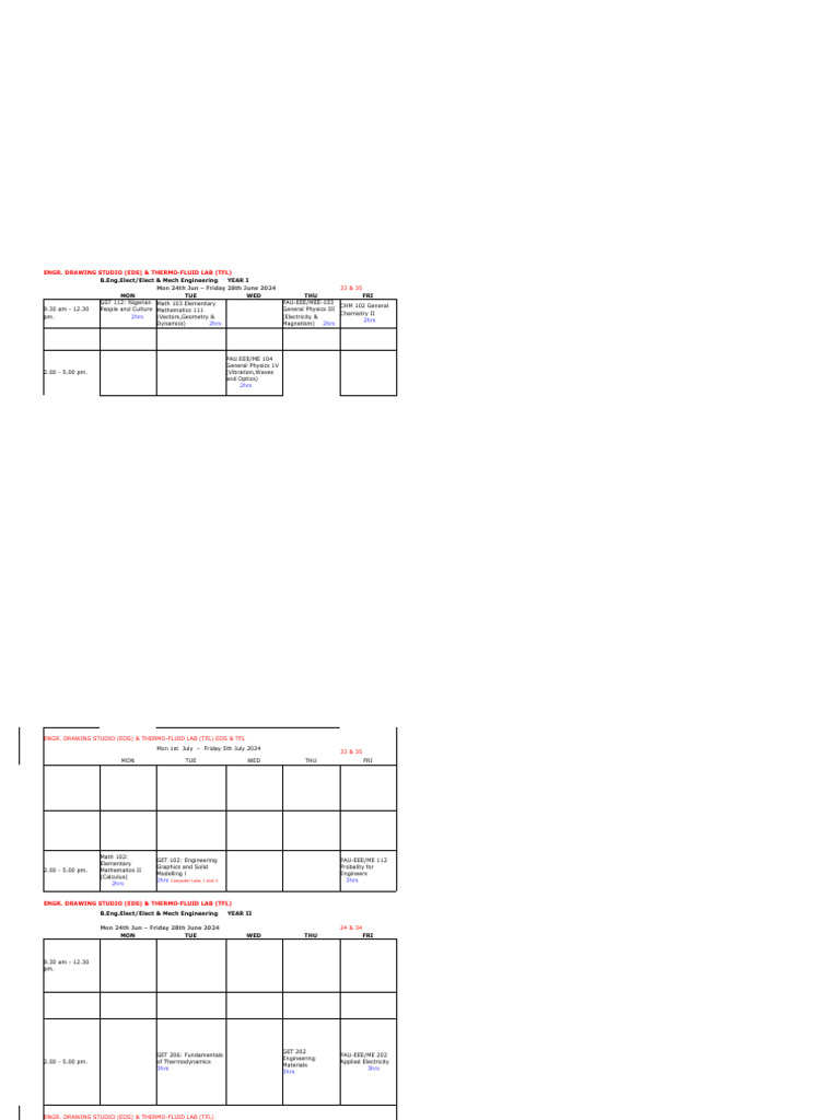 Second Semester Examination Timetable for SST_ EEE; MEE_Mon 24th June – Fri 5th July 2024 ...