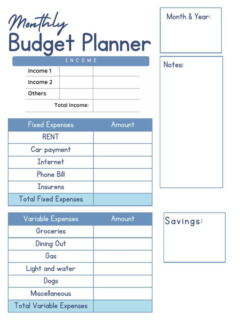 Light Blue Minimalist Financial Monthly Budget Planner (1) | Download ...