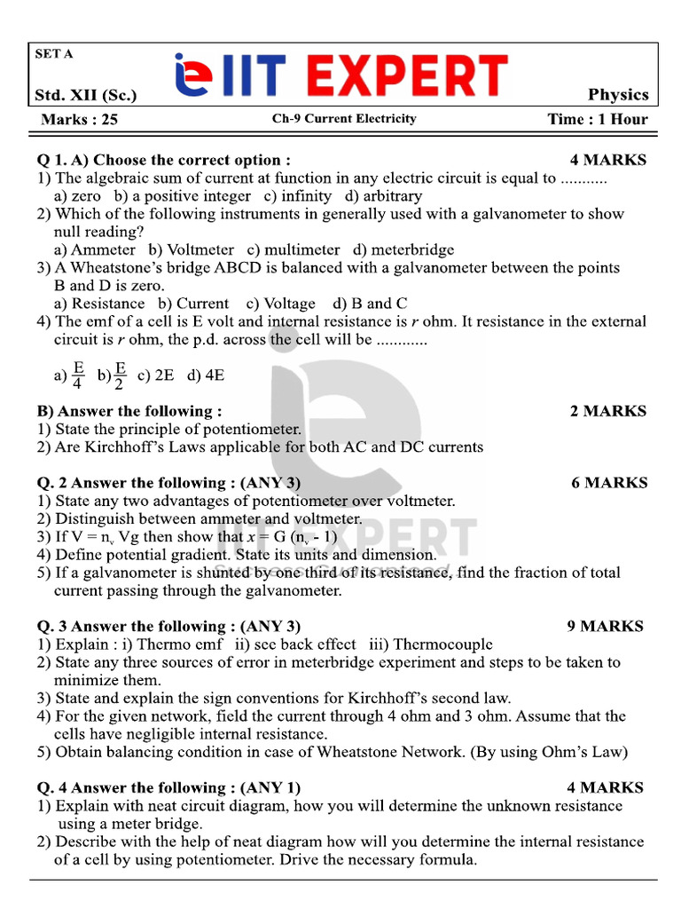 Current Electricity Class 12 | PDF