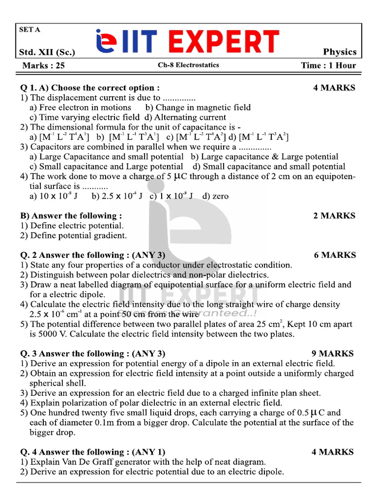 Electrostatics Class 12 | PDF