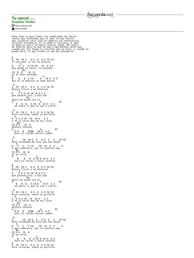 TU CARCEL, Enanitos Verdes_ Teclados | PDF