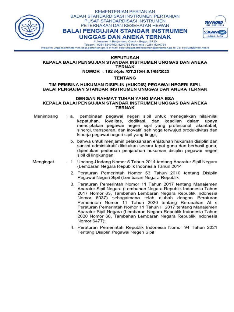 192-Kpts Hukuman Disiplin 2023 EDIT | PDF | Hukum