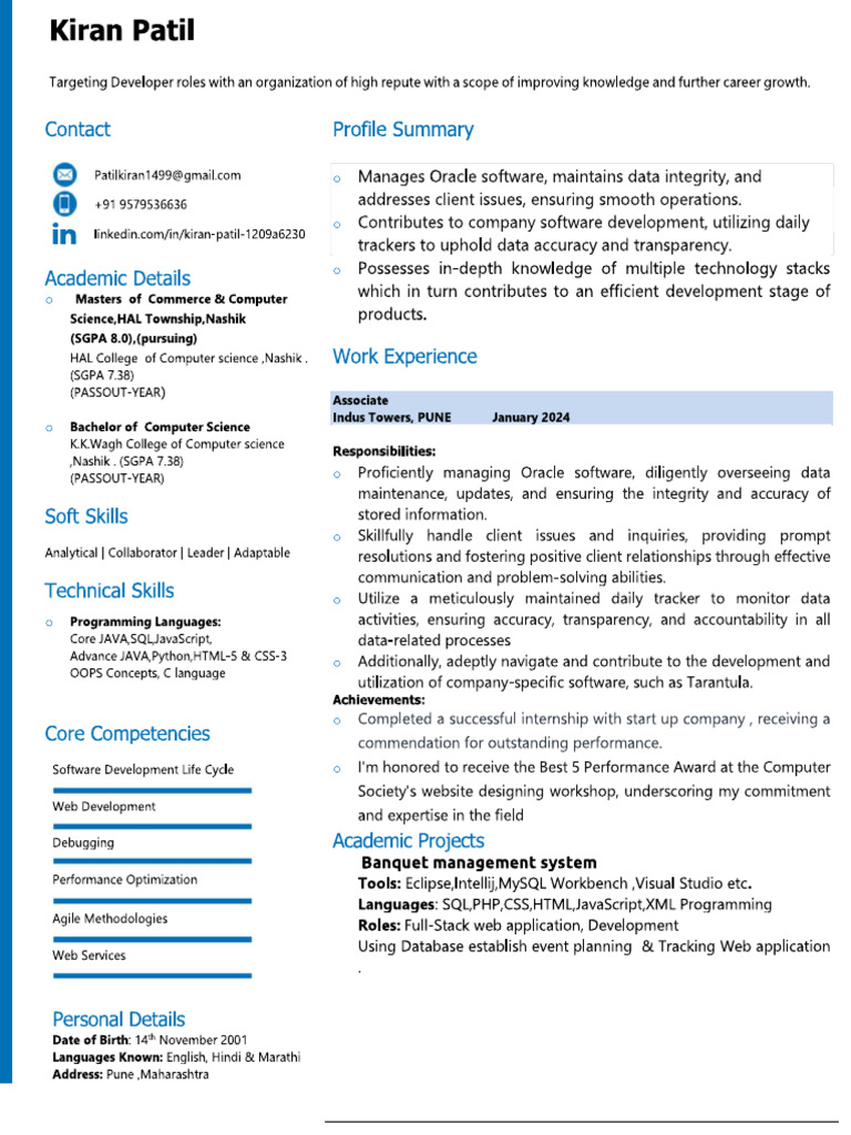 KIRAN PATIL - Resume | PDF