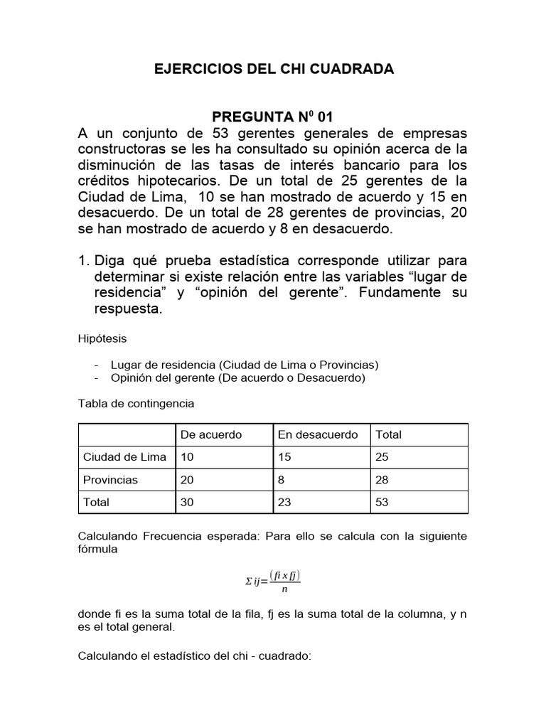 EJERCICIOS DEL CHI CUADRADA (1) | Descargar gratis PDF | Prueba de ji cuadrado | Prueba de ...
