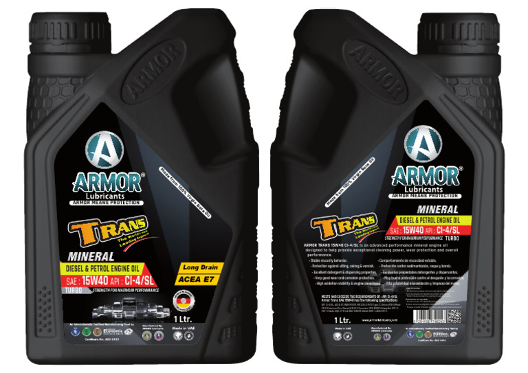 Armor 15W40 Ci4 Pesado (Litro) | PDF | Motor Oil | Oils
